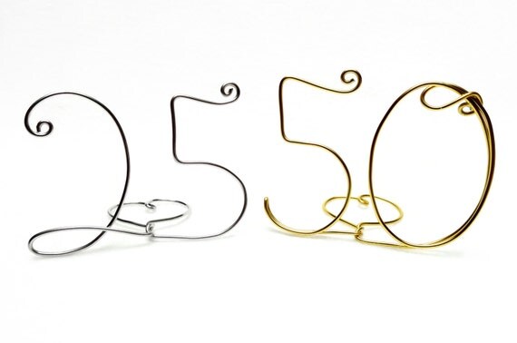 25th Anniversary/ Birthday Wire Number Cake Topper Silver