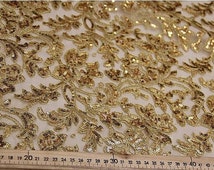 Unique gold beaded fabric related items | Etsy