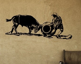 Horse Team Roping-Vinyl wall decal-Horse decal-Rodeo Team