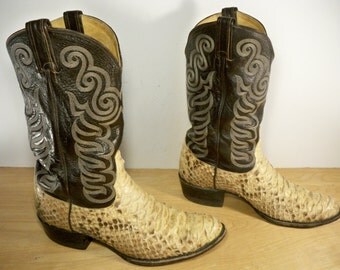 Vintage Tony Lama Made in USA Python Snake Skin Cowboy Western Men's ...