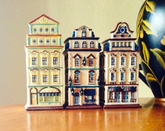 Set of 3 Partylite Cafe Houses