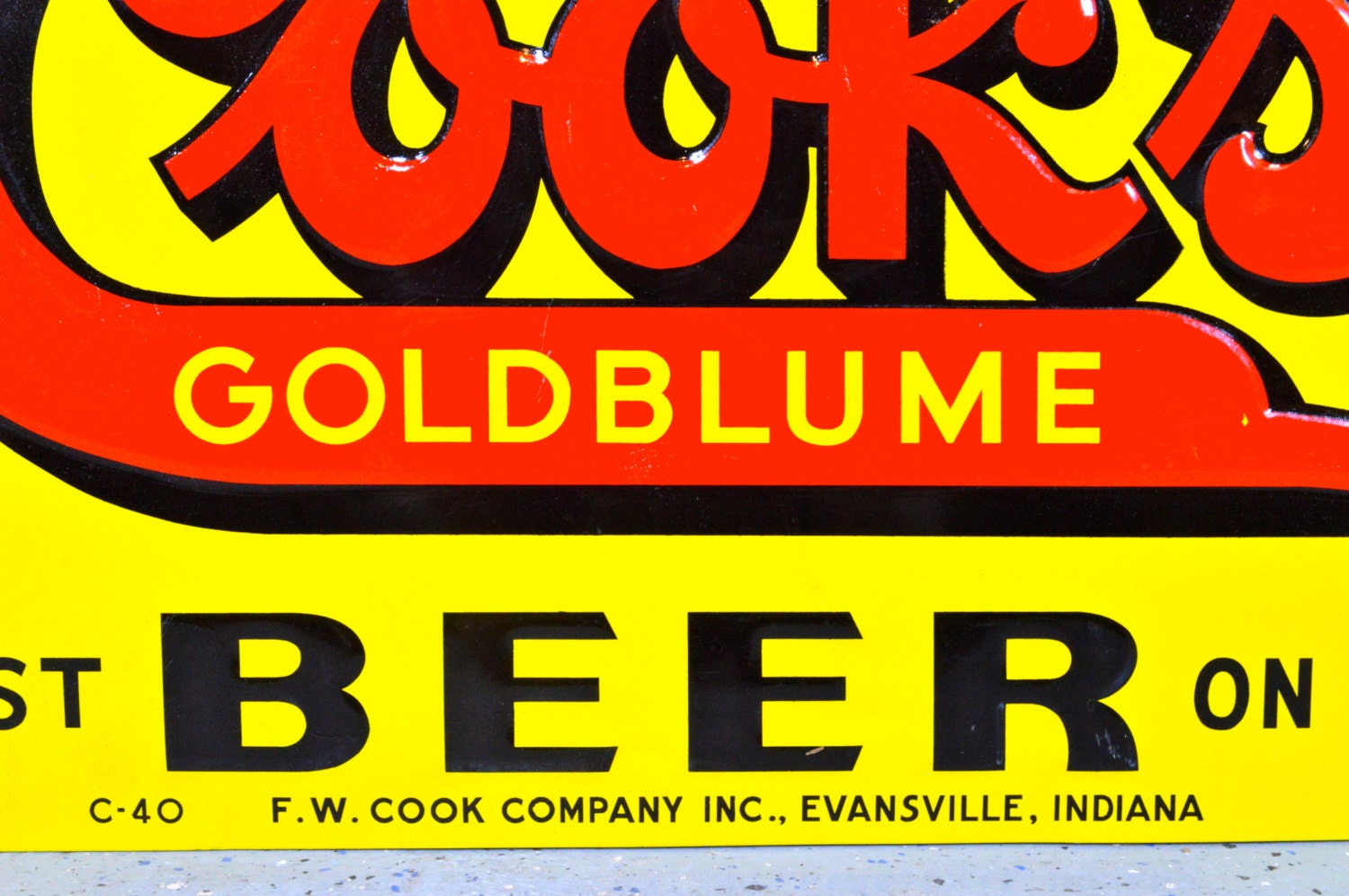 Vintage Cooks Beer Sign Tin Advertising Sign Cooks Goldblume
