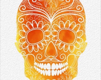 Popular items for watercolor skull on Etsy