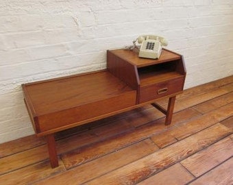 Fabulous Mid Century Teak 1960's Telephone Table / Hall Seat / Gossip Table