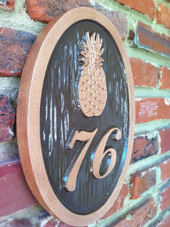 Pineapple Street Address sign / House number by thecarvingcompany