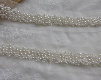 Lace Trim Bridal Fabric Chiffon Wedding Beaded by prettylaceshop