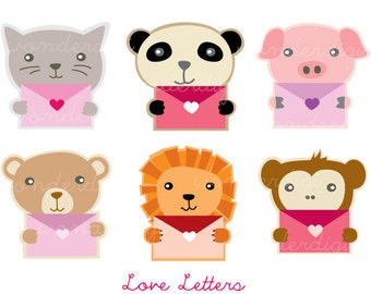 Valentine Clip Art Heart Cute Animals Clip art Zoo Animals Love Letters ...