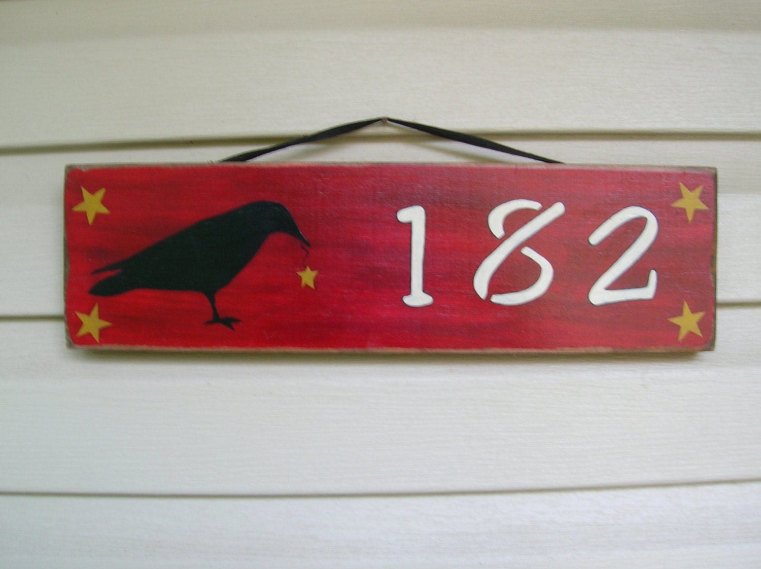 Hand Painted Primitive House Number Sign