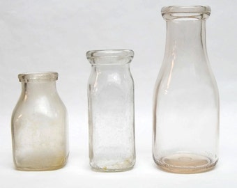 3 Vintage Milk Bottles Antique Dairy Bottles Instant Collection