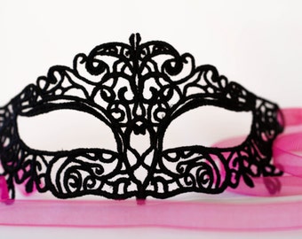Black masquerade mask Laser cut metal by Stefanelbeadwork on Etsy