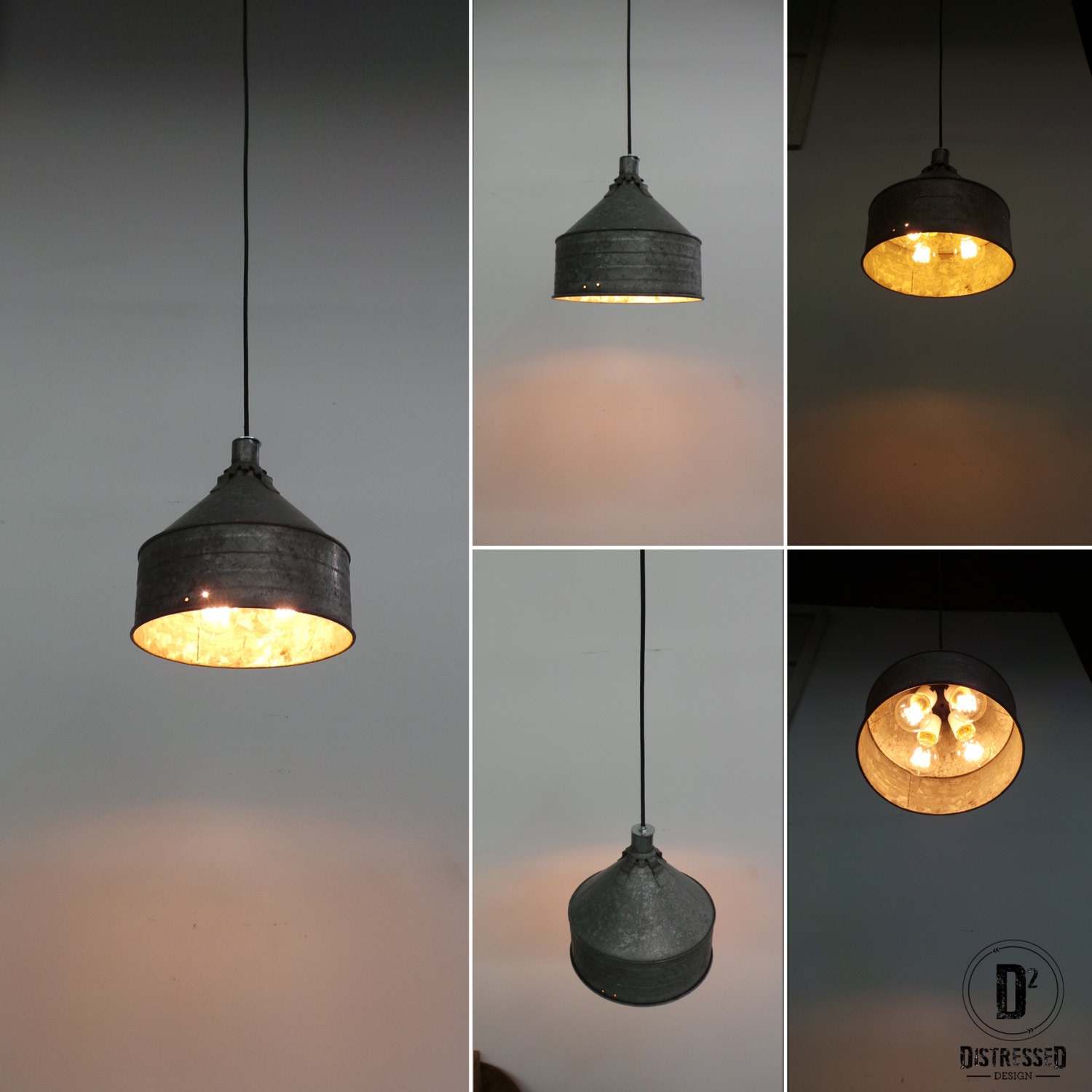 Vintage Funnel Pendant Light by DesignDistressed on Etsy