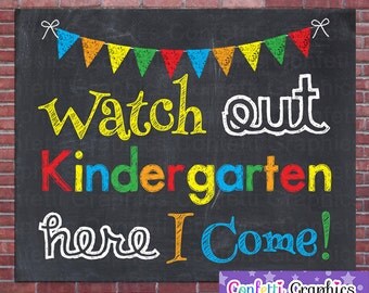 Watch Out Kindergarten Here I Come Primary Colors Preschool Graduation ...