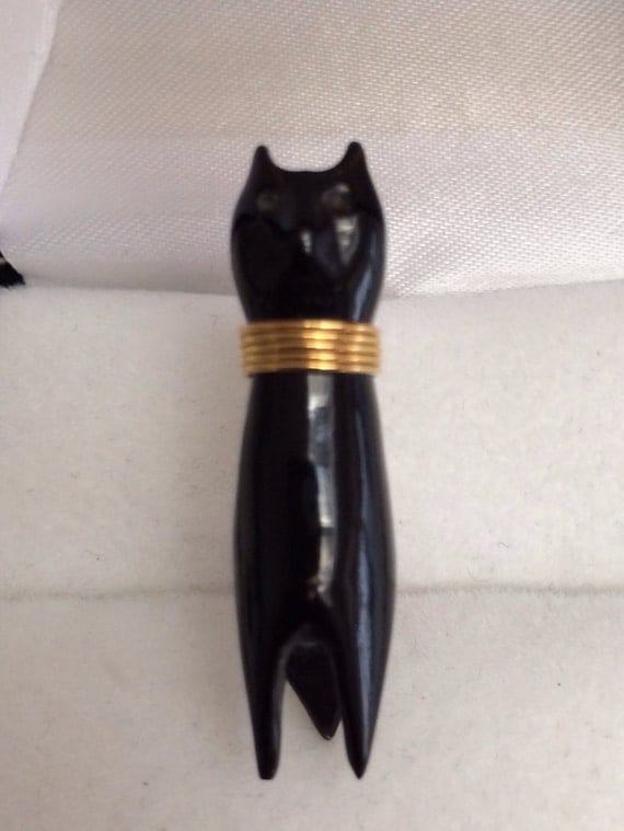 18K Gold Bernard K Passman Cat Pin Artist Sculptor of Black