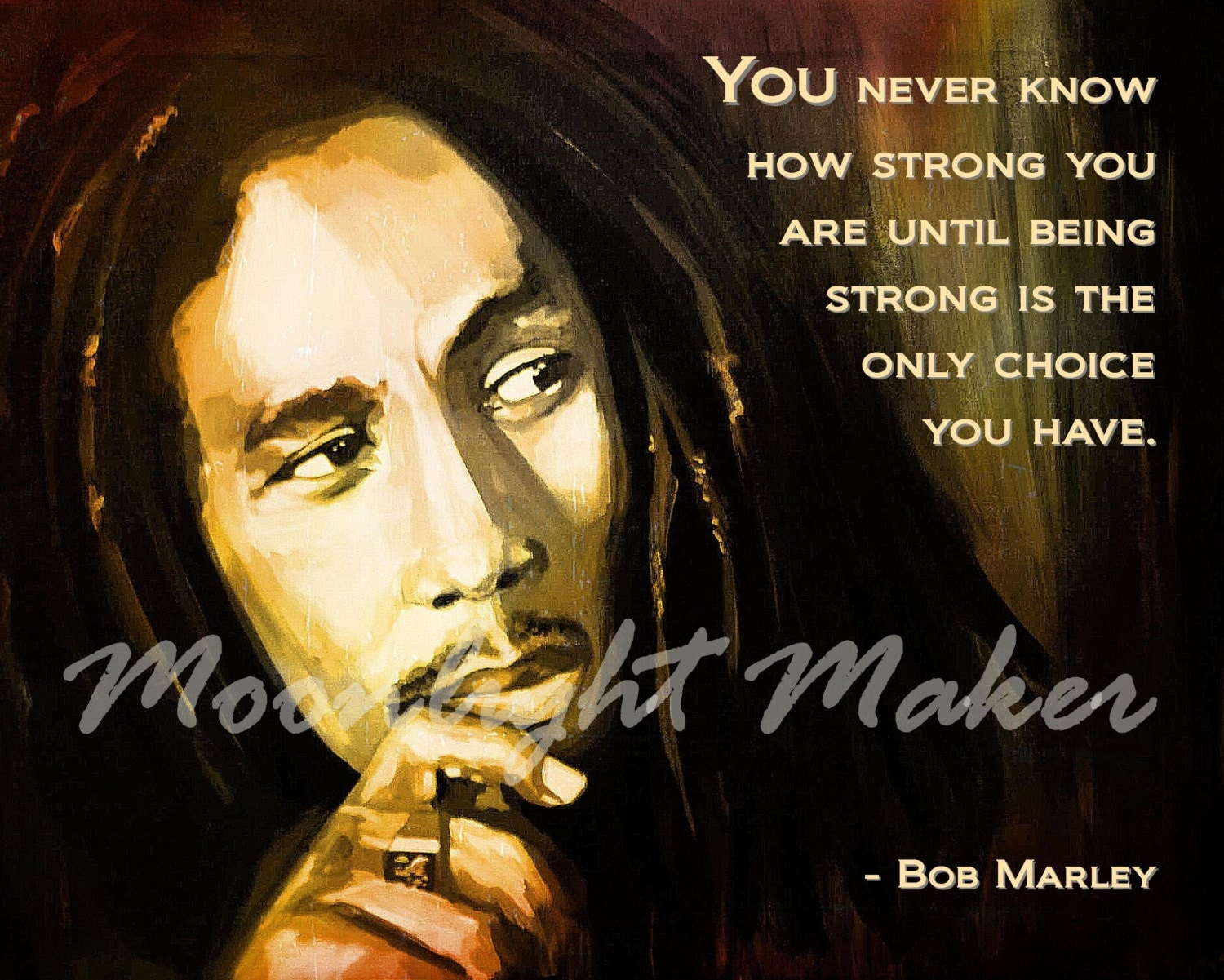 Bob Marley Print Poster Inspirational Quote Strong Strength