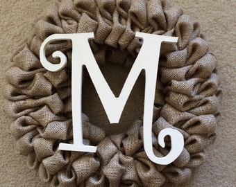 Burlap Monogram Wreath, Burlap Wreath, Monogram Wreath, Choose your ...