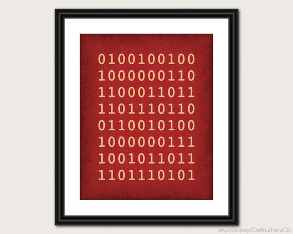 Binary Code Poster I Love You Wall Art Print by GetYourNerdOn