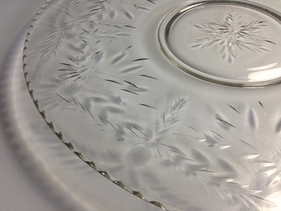 Vintage Large Round Cut Glass Platter 14 Round by TrouveLaJoie