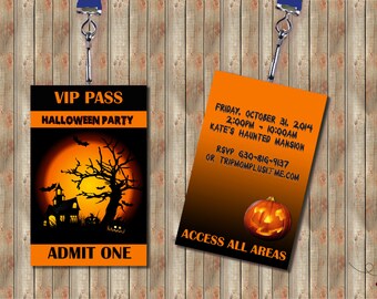 Halloween Party VIP PASSES Badge Invitation - Halloween ball, Wiches ...