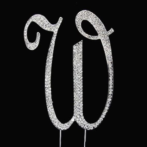 Letter W Rhinestone Cake Topper