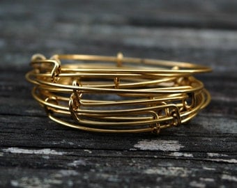 Gold charm bangle | Etsy