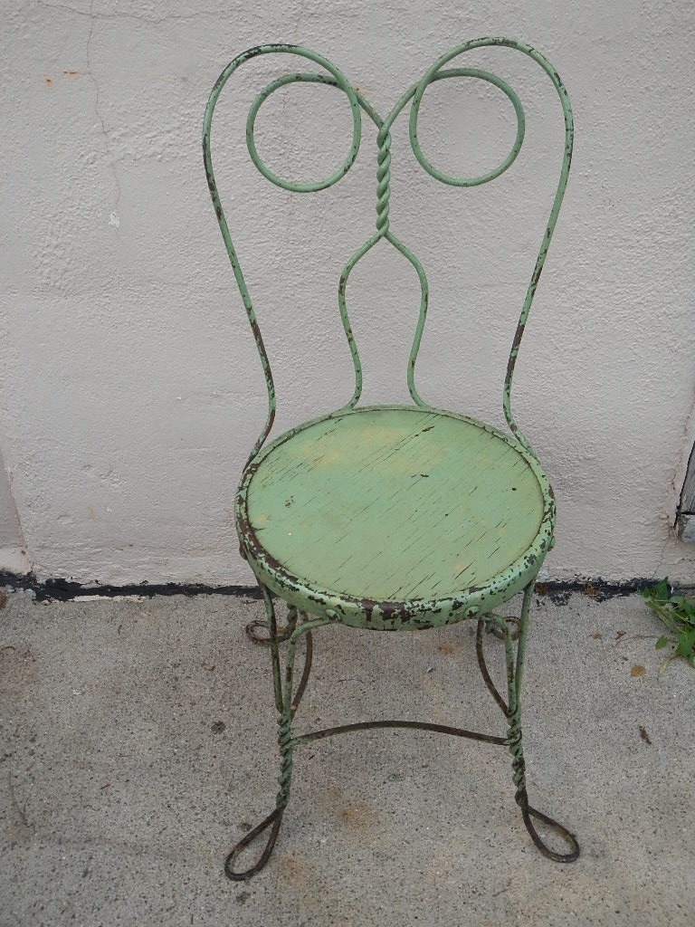 FREE SHIPPING!! Set of 2 Vintage Green Wrought Iron Wood Twisted Metal ...