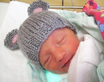 Mon premier Bini - bonnet tricoté prématuré nouveau-né bébé Souris ...