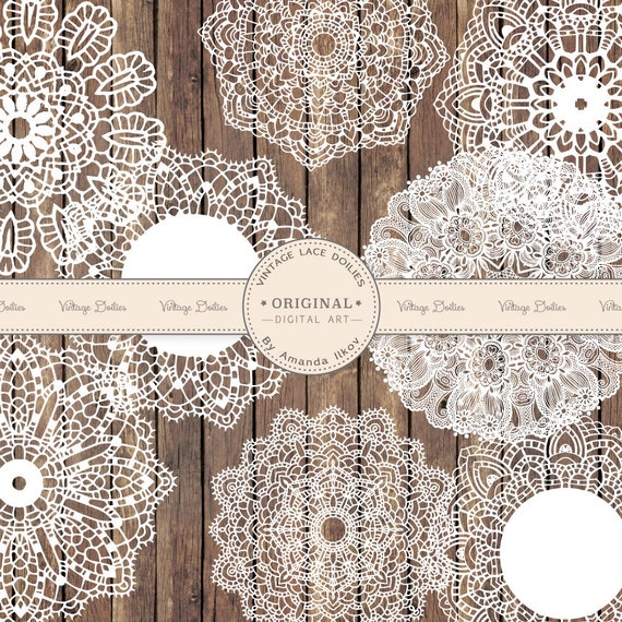 Premium Large Vintage Lace Doilies Clipart Lace By Amandailkov