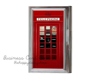 Red Telephone Box Business card case , Metal Business card holder ...
