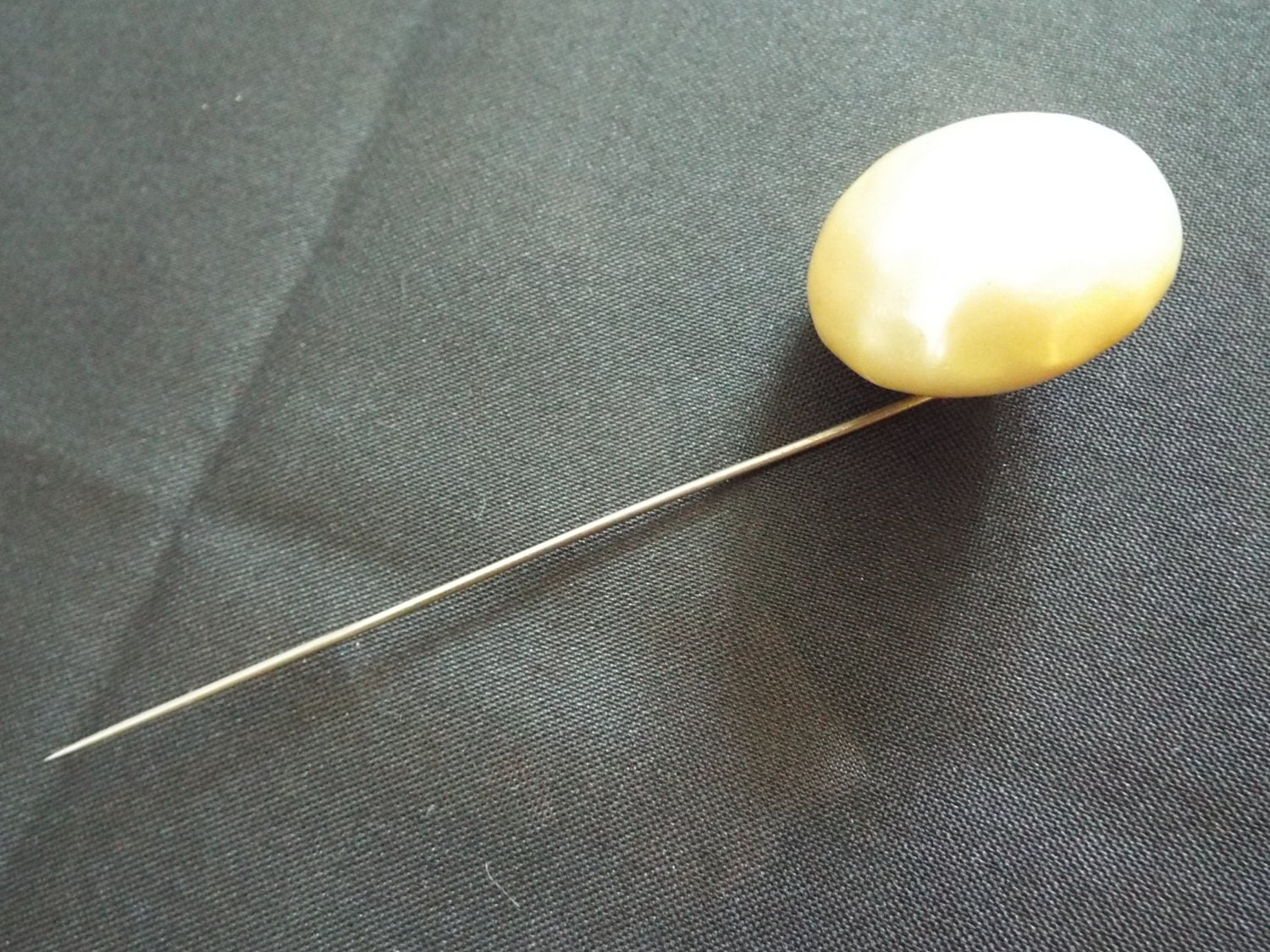 Vintage Hat Pin 1940’s Large.Half Round Pearl Design ….5 inches long ...