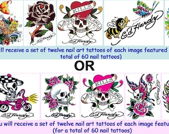 60x ED HARDY or Ed Hardy PINK Series Inspired Nail Art Decals Decal ...