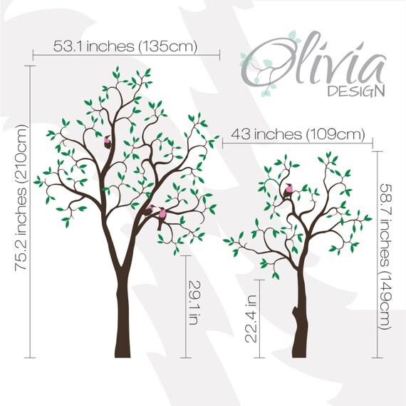 White Large Tree Wall Decals Trees Decal by theOliviaDesign