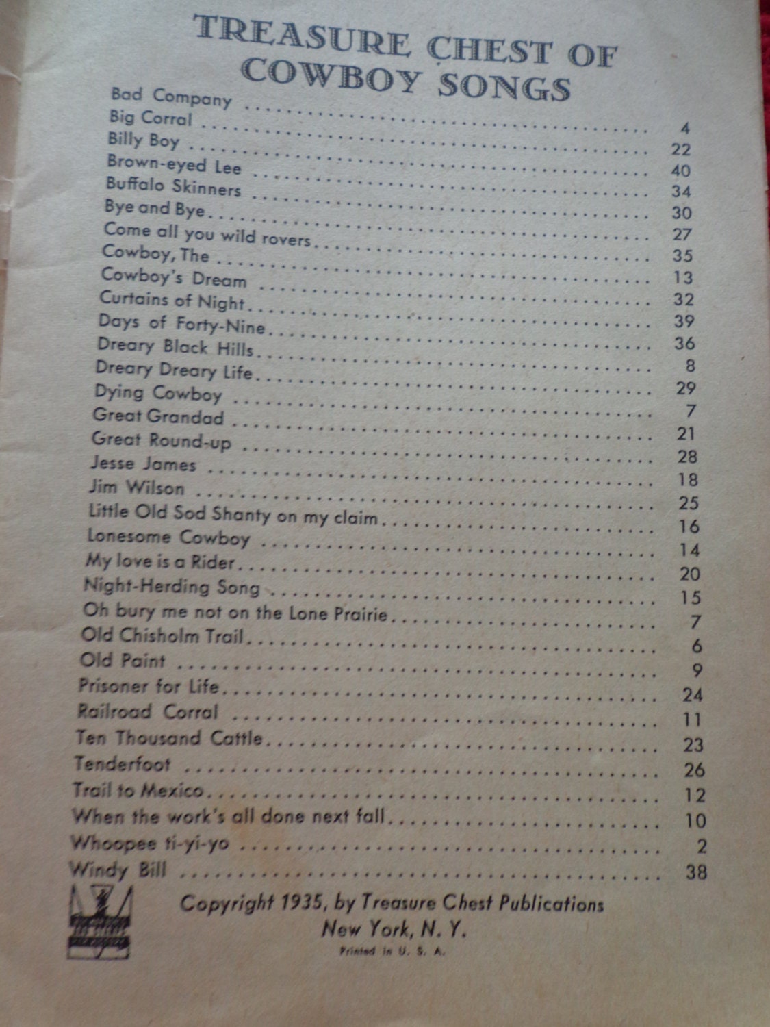 VINTAGE Cowboy Songs Music Book Copywrite 1935 by ThePearlSwan