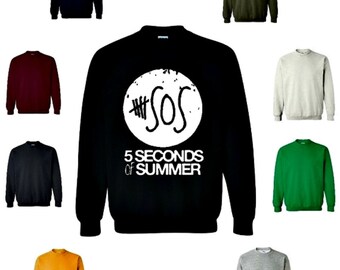 5 Seconds of Summer 5 SOS Sweater White logo Inspired Crewneck ...