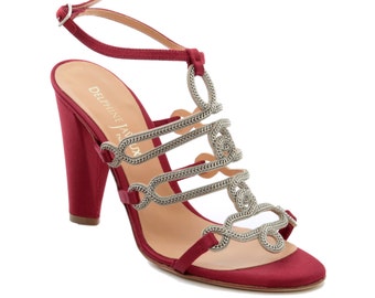 Red satin shoes | Etsy