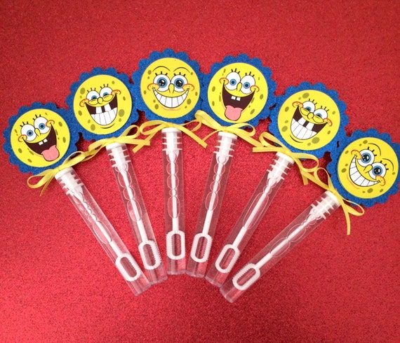 12 Spongebob Bubble Wand Favors by PartyFunFavors on Etsy