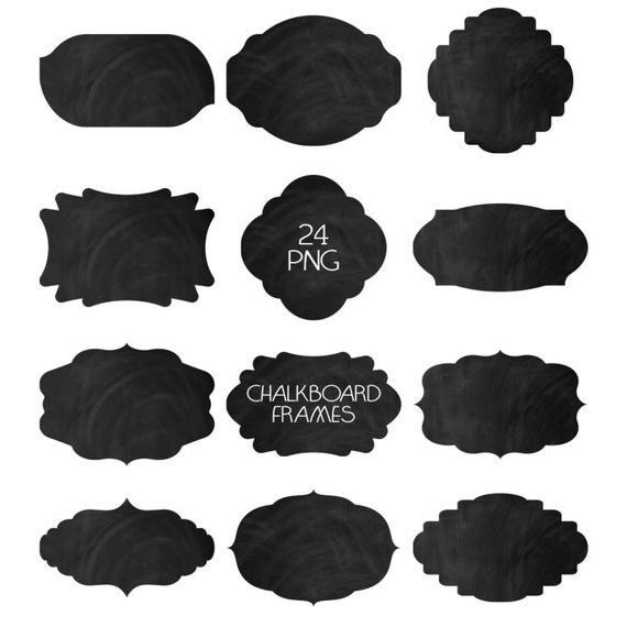 Digital Chalkboard Frames: Chalkboard Labels 24 by Lunabludesign