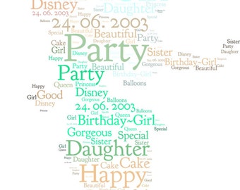 Framed Disney Princess Word Cloud Art - Tinkerbell - Peter Pan