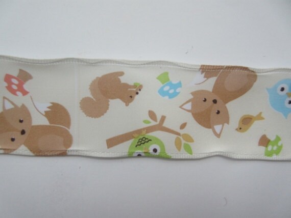 Fox Ribbon Wired 1 1/2 inch wide Forest Animal Squirrel