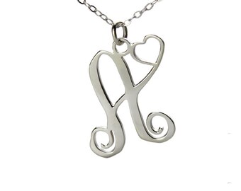 Single Initial Monogram Necklace1 Initial Necklace Gold