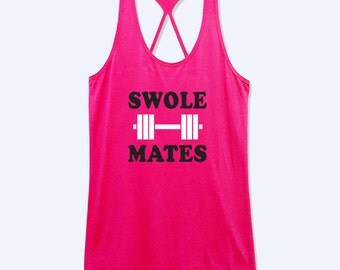 Swole Mates workout tank top fitness shirt with print-395