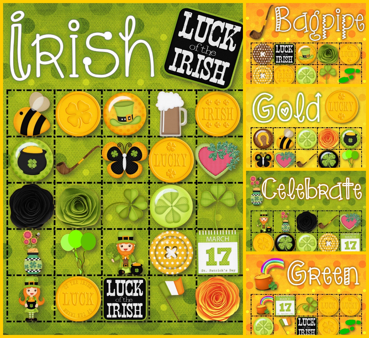 30 St. Patrick Bingo Cards INSTANT DOWNLOAD