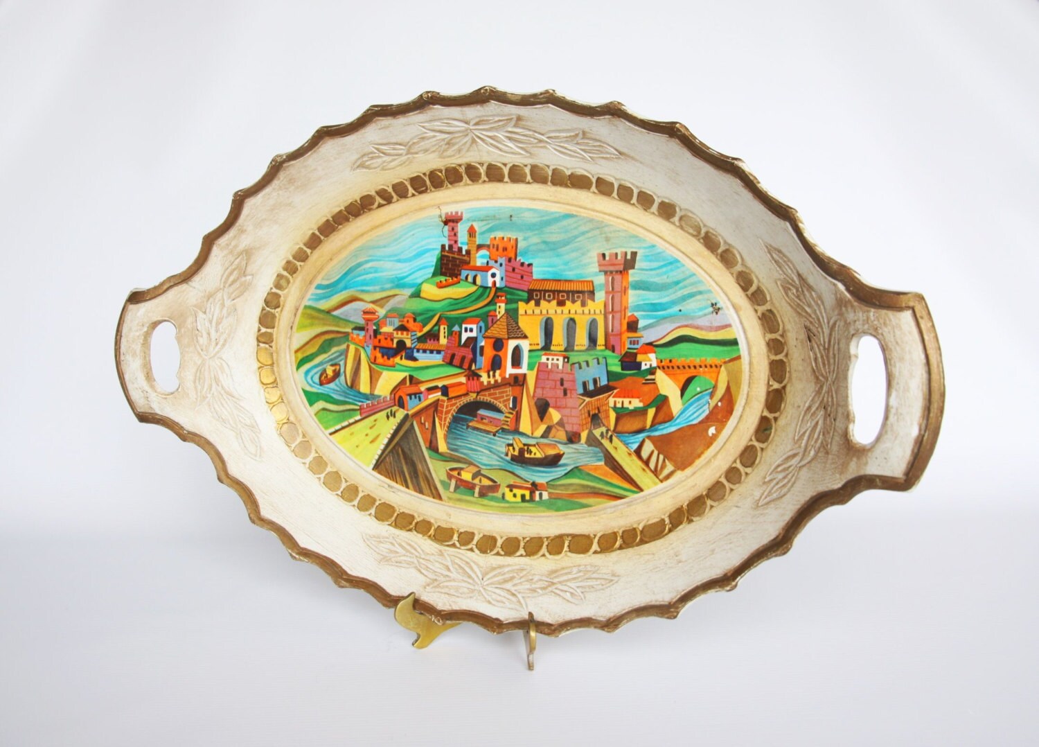 Large Italian landscape serving tray, Mediterranean home decor ...
