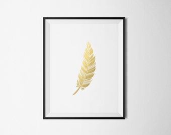 Popular items for gold feather print on Etsy