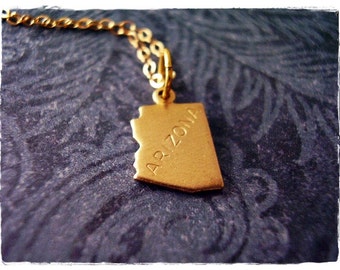 Arizona State Charm Necklace Gold Arizona Necklace Heart