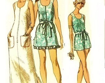 1970s Beach Dress, Mini Dress, Playsuit Pattern Bust 38 Scoop Neckline ...