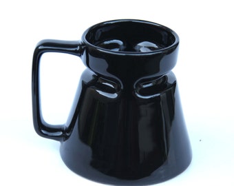 Black Ceramic Travel Mug No Spill Wide Base Narrow Top Ceramic Coffee ...