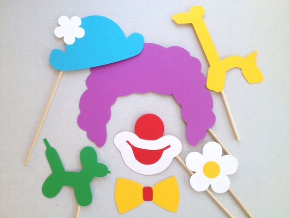 7-Piece Clown Photo Booth Props Circus Photo Booth Props