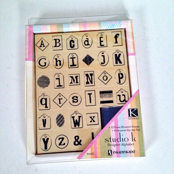 Items similar to Rubber Stamp Set - foam mounted alphabet stamps by ...