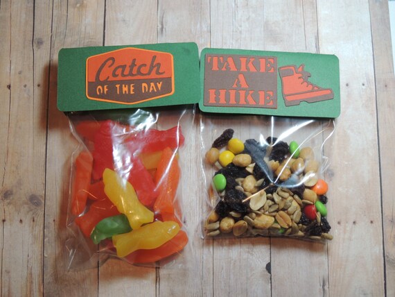 Camp theme treat bag toppers with bags. You by ArtofEntertaining