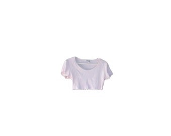 Crop Top / Light Pink / Super Short Belly Shirt / Ribbed Cotton / Daisy ...